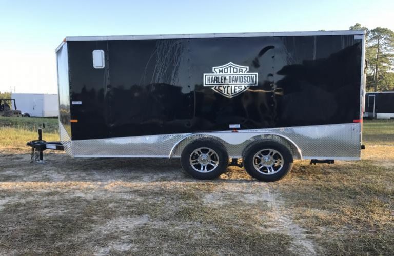 7x12 Tandem Axle Black & Chrome Harley Davidson - Motorcycle Trailer ...