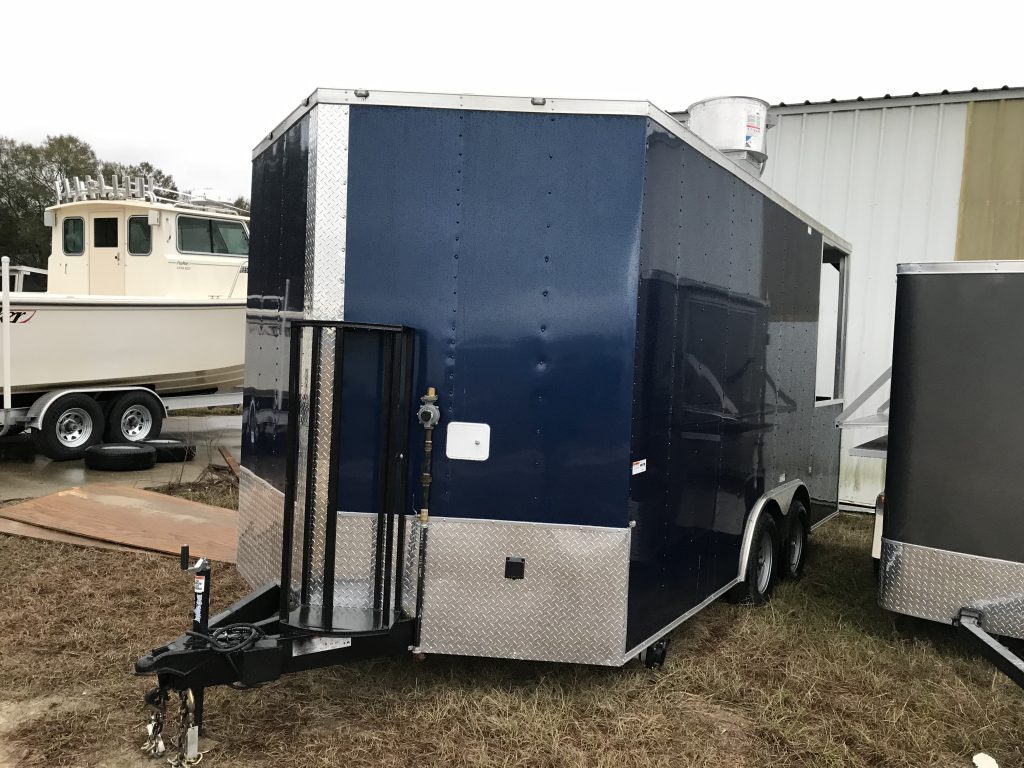 8.5 x 16 Tandem Axle Porch Concession Trailer - 4 Foot Hood Range ...