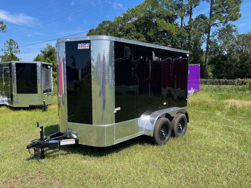 6×10 Tandem Axle Cargo Trailer – Ramp Door – Side Door – Black -Triple ...
